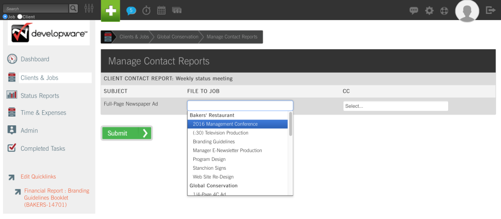 Client Contact Report | CurrentTrack